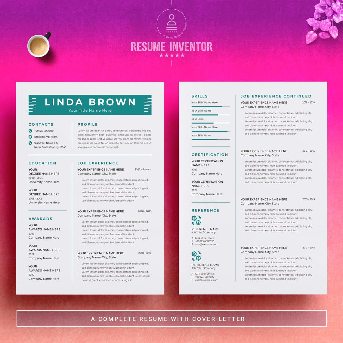 Professional Resume/cv Template, Editable Modern Job Application Design ...