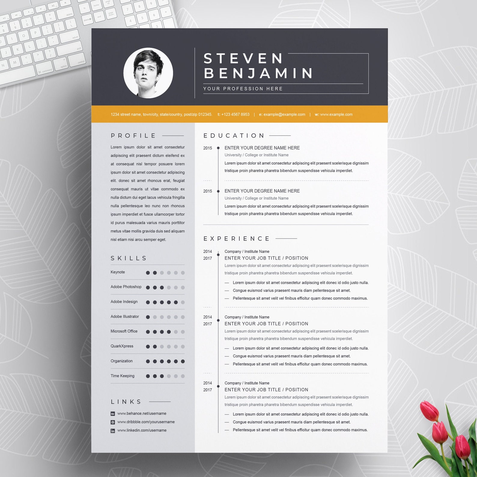 Modern Resume Template, Cover Letter, Word, Mac,a4, CV Template ...