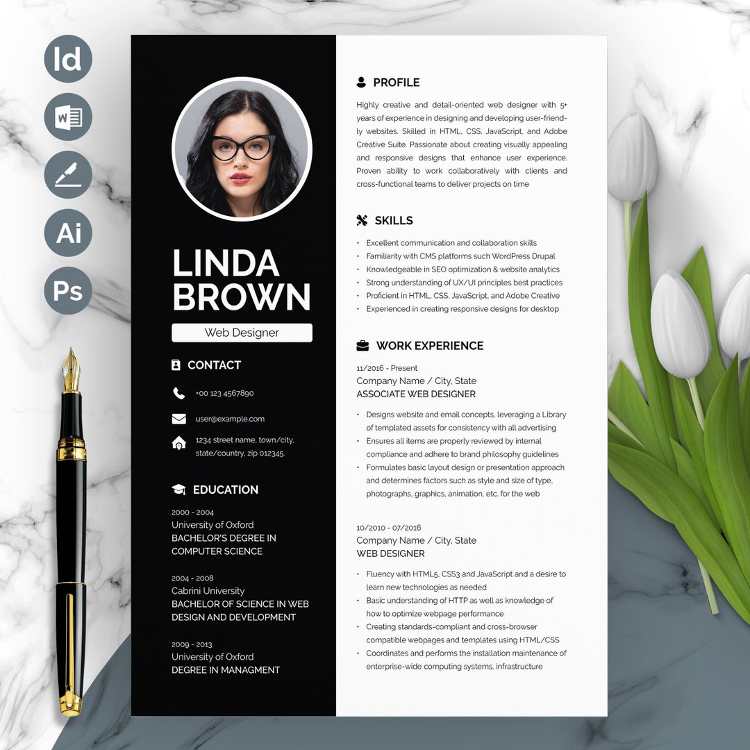 Custom Resume/cv Design, Personalized CV Template, Unique Resume Layout ...