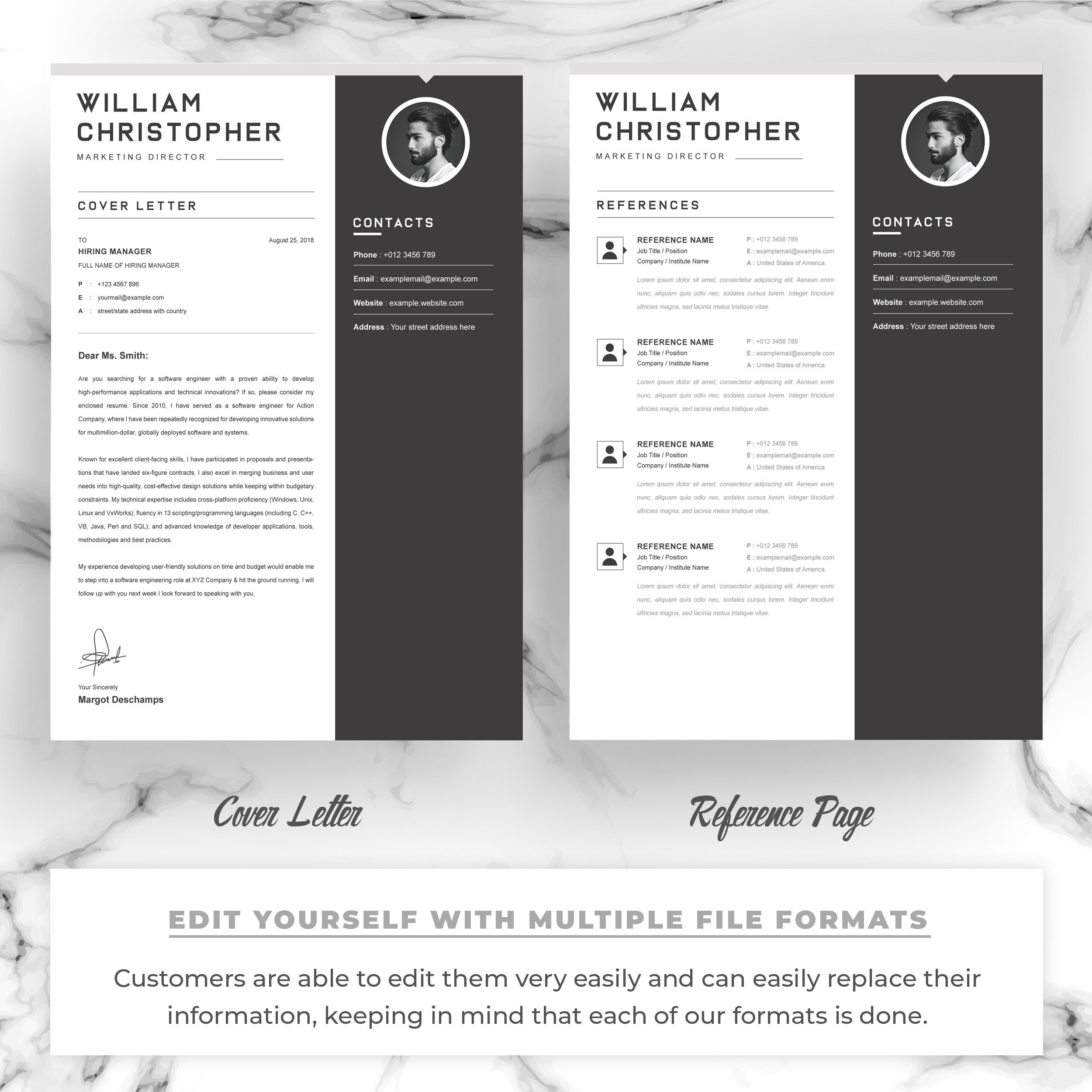 Modern Resume Template / CV Template Cover Letter - Etsy