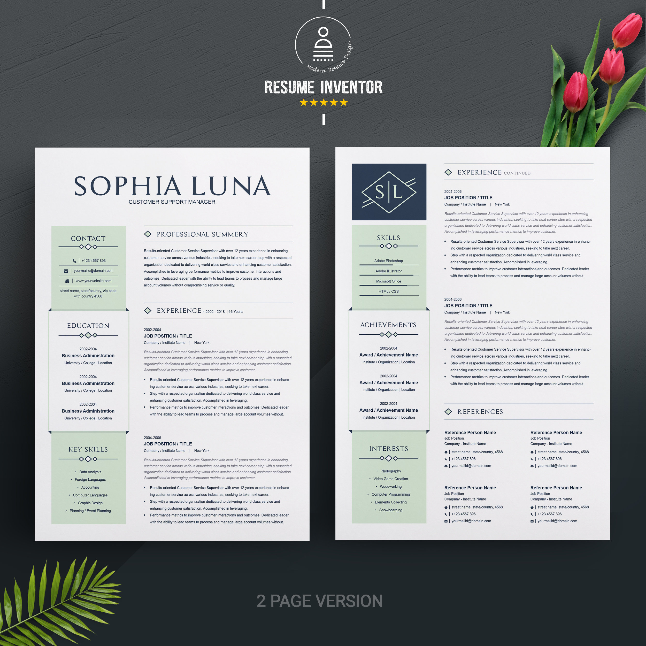 Professional Modern Resume Design Template for Word & Pages - Etsy