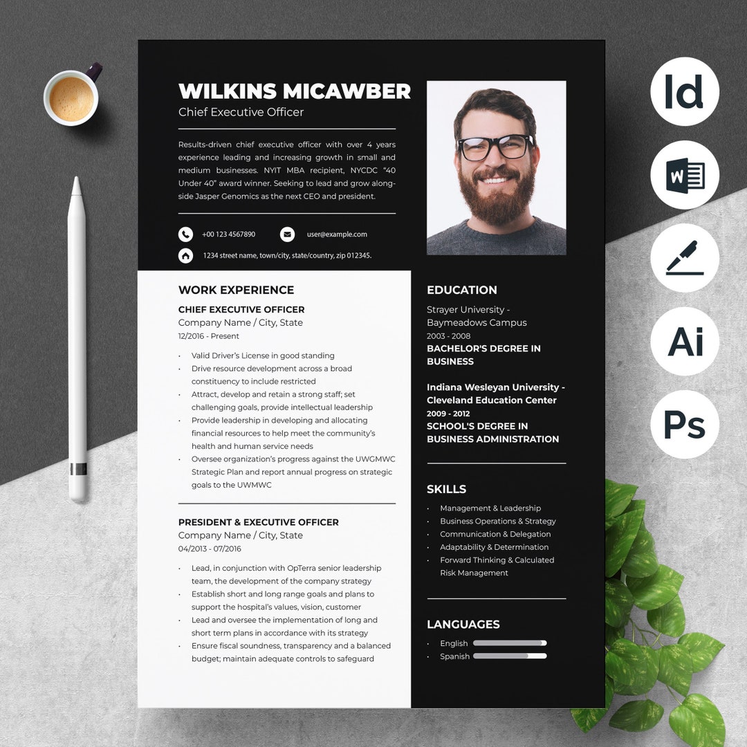 Stylish Resume CV Template, Editable CV Design, Job Application ...