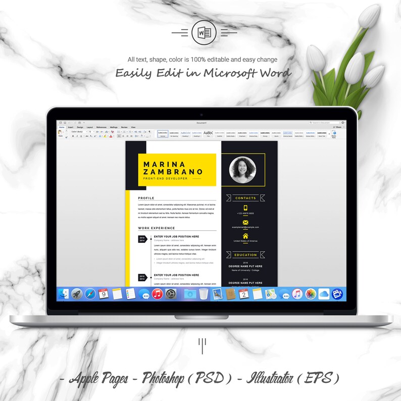 Minimalist Clean Resume / CV Template for Web Developer - Etsy