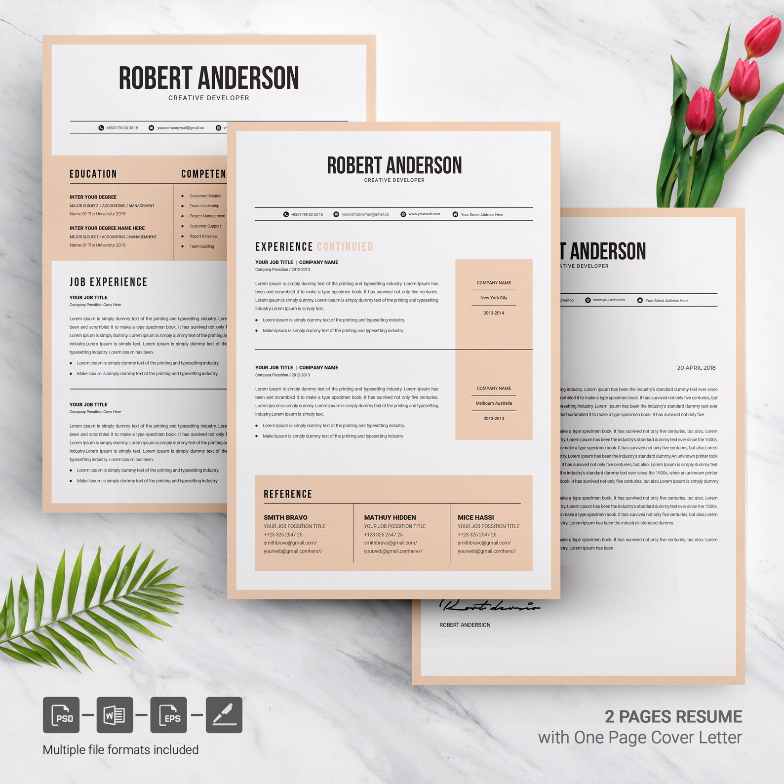 Modern Creative Resume Template for MS Word Format | CV, Minimalist CV ...