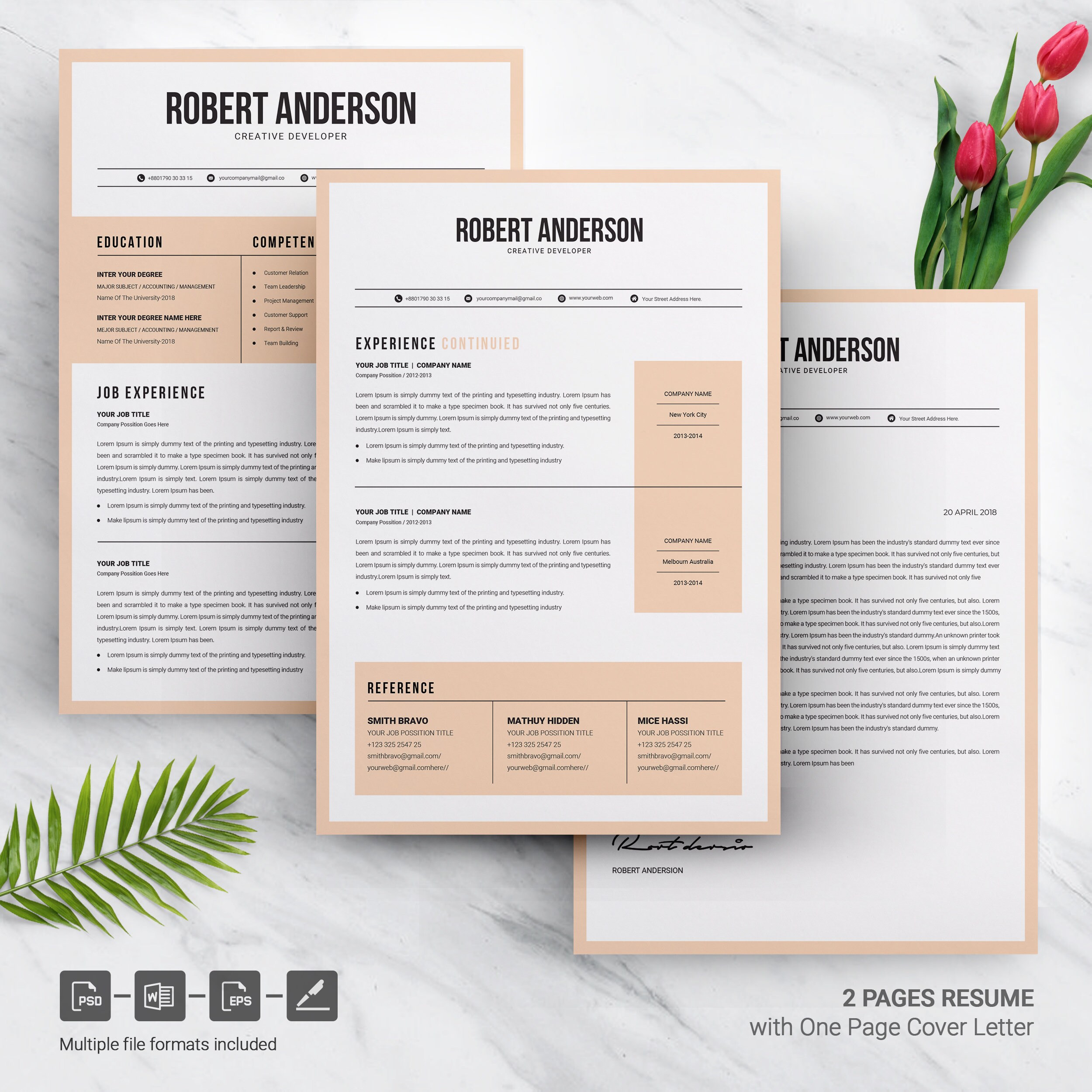 Modern Creative Resume Template for MS Word Format | CV, Minimalist CV ...