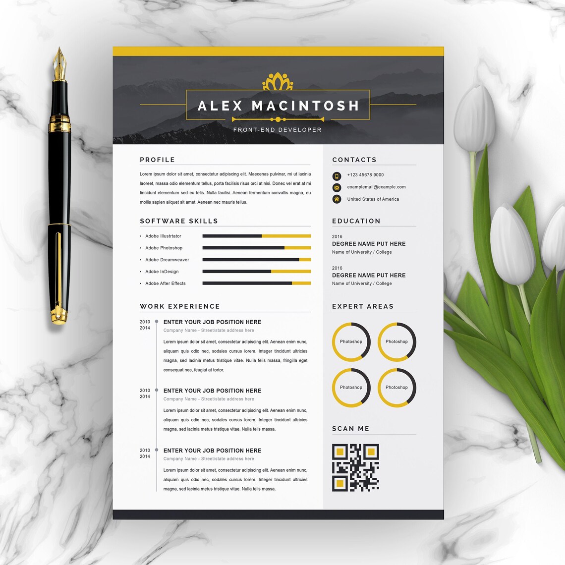 Professional Word Resume / CV Template With Cover Letter - Etsy