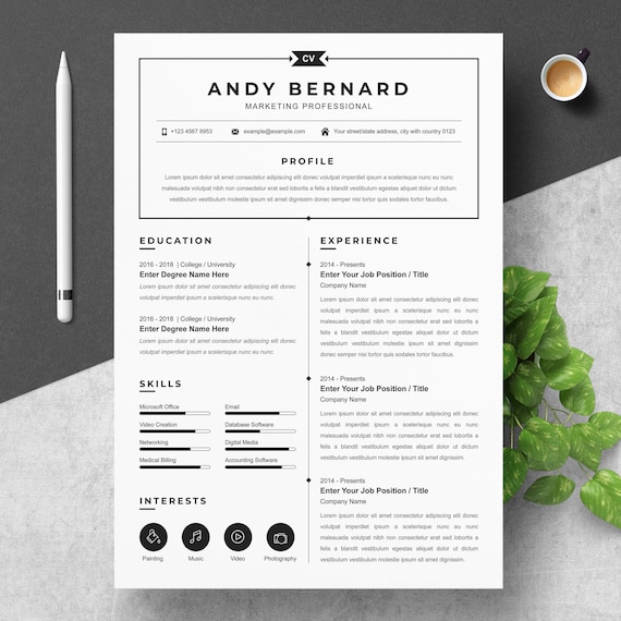 CV Resume Template With Photo Paper Stationery CV Template | Etsy