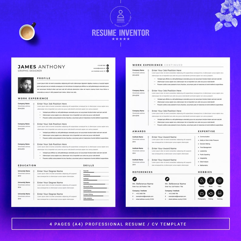 CV Resume Template With Photo Paper Stationery CV Template - Etsy
