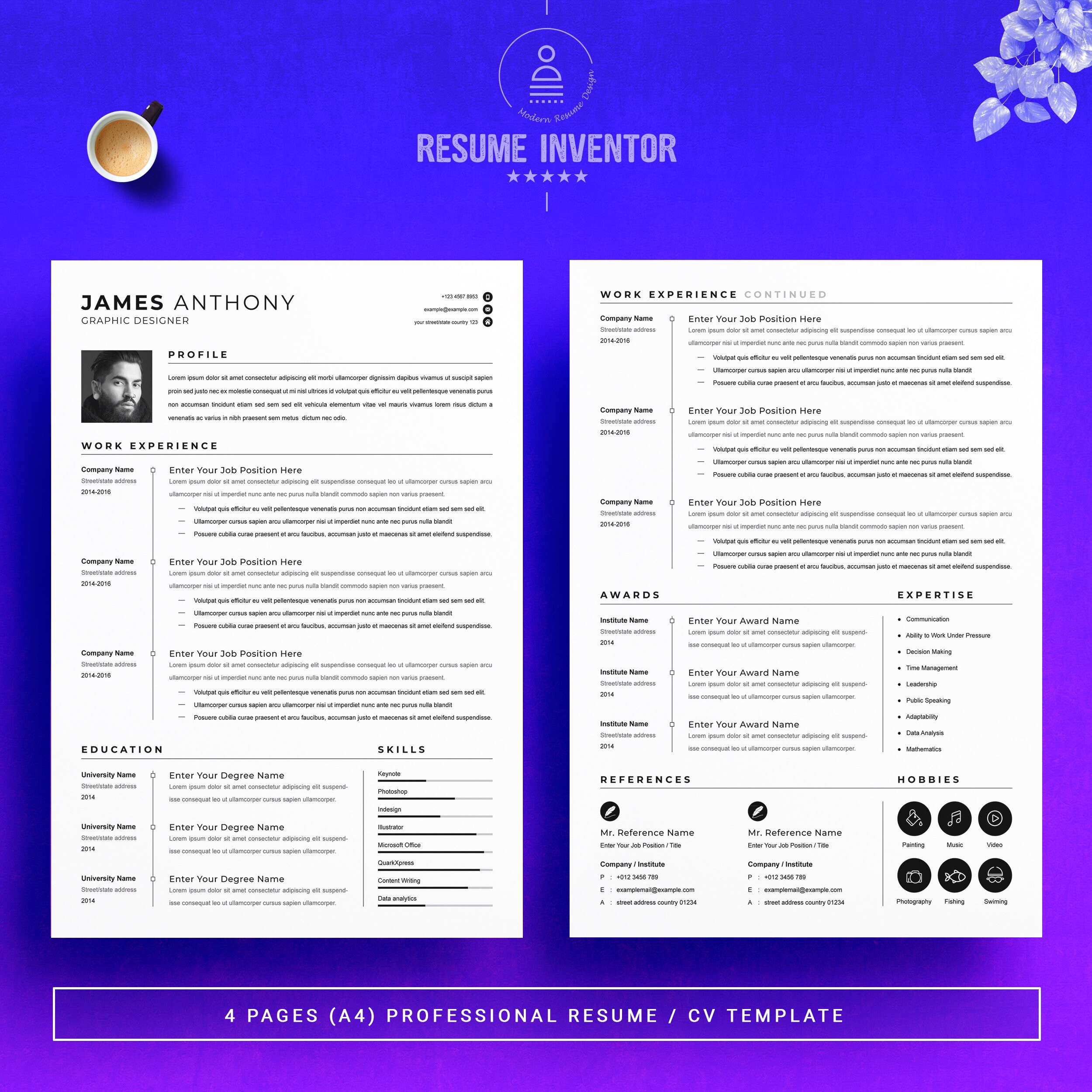 CV Resume Template With Photo Paper Stationery CV Template - Etsy