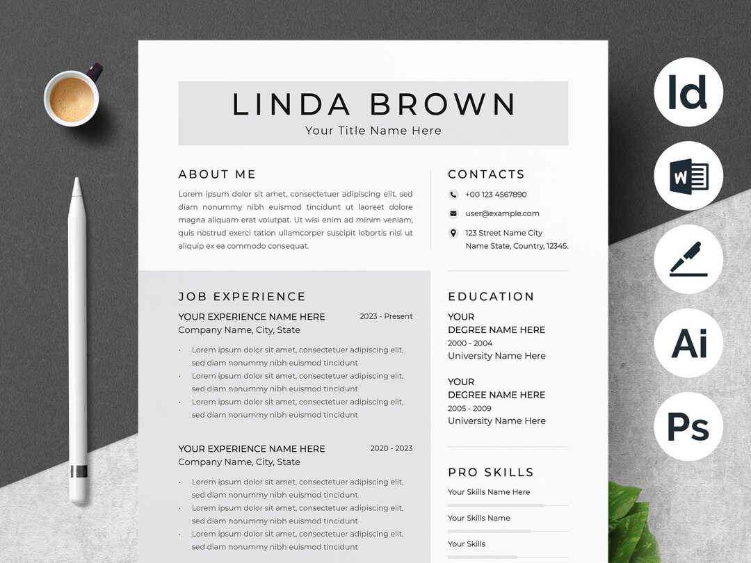 Modern Resume/cv Template, Professional Resume Title, Job Application ...
