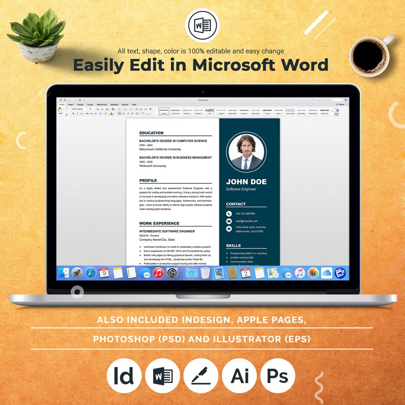 Customizable Resume CV Template Creative CV Design - Etsy