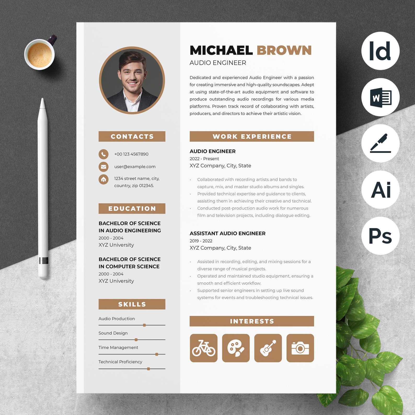 Minimalist Resume/cv Title Bar, Sleek Name Tag Holder, Elegant Desk ...