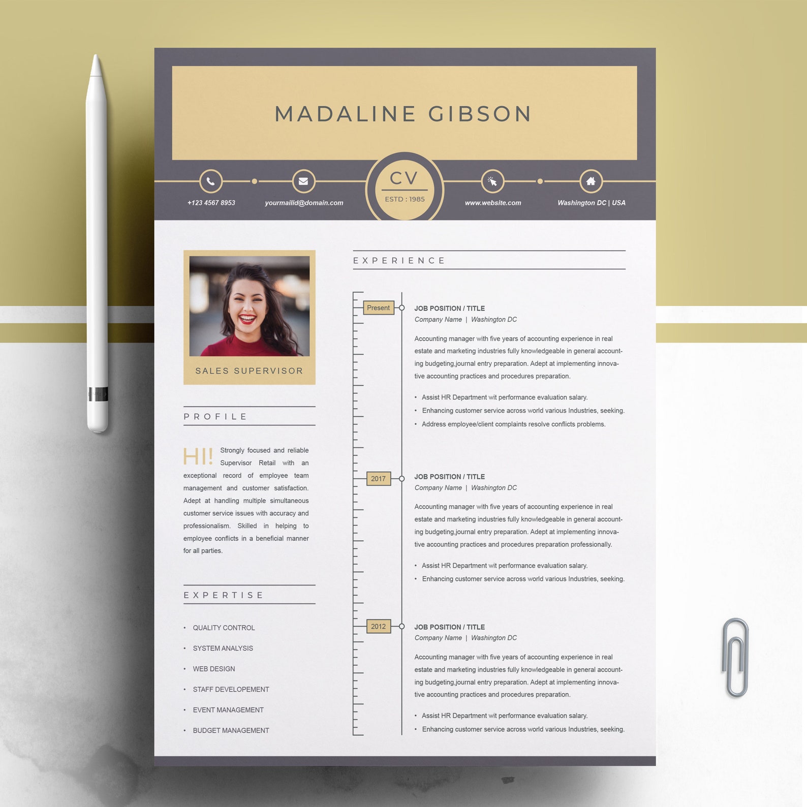 Modern & Clean Resume Template Professional Resume Template for Word CV ...