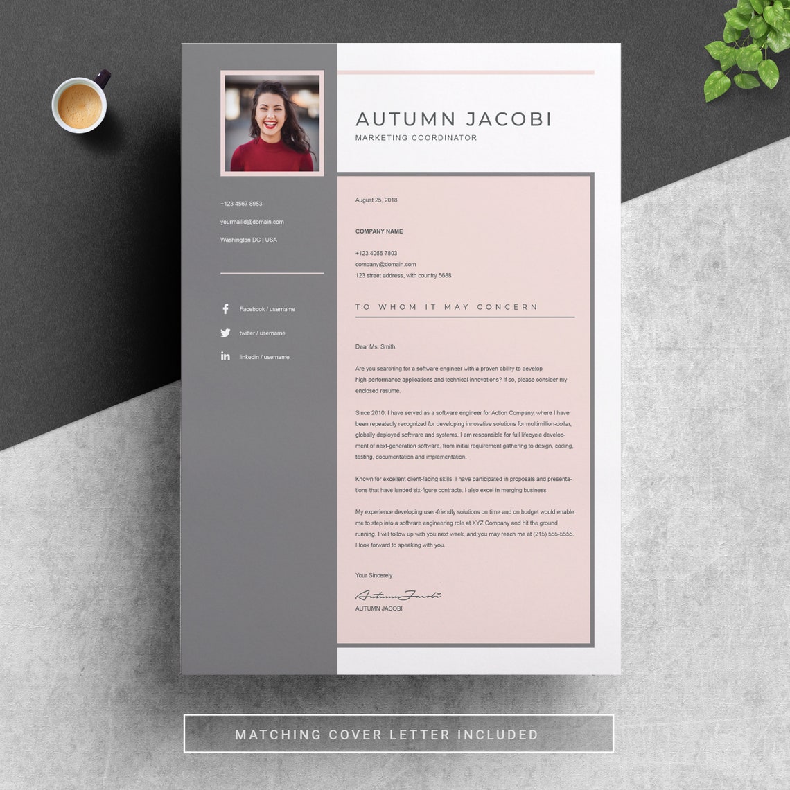 Resume Template 3 Page CV Template Cover Letter / Instant Download MS ...
