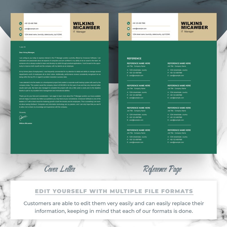 Elegant Resume CV Template, Editable CV Design, Job Application ...