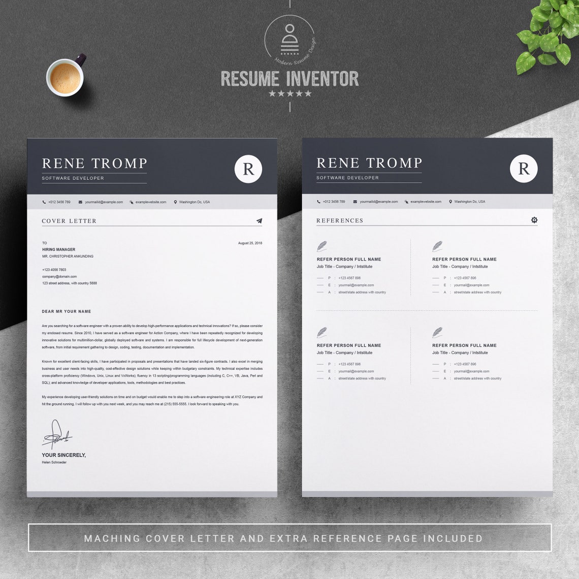 Professional CV Template / Word Resume Design and Cover Letter - Etsy