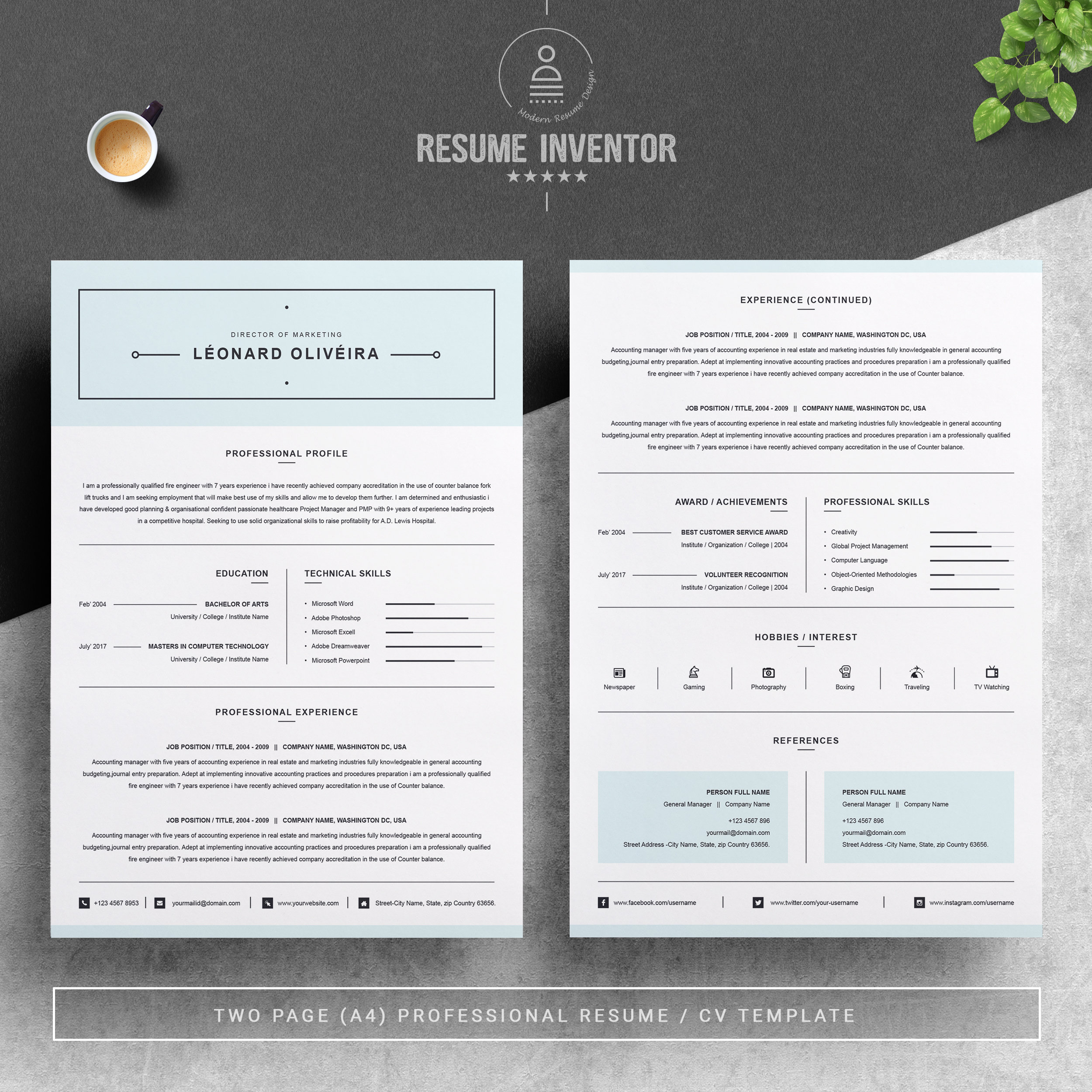 Simple Clean Resume Template Word Best Minimalist & Clean CV - Etsy