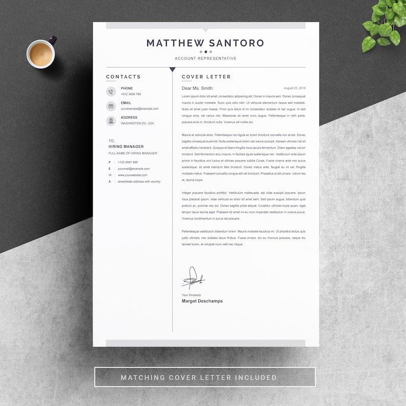 Cover Letter and Resume Template for Microsoft Word and Mac - Etsy