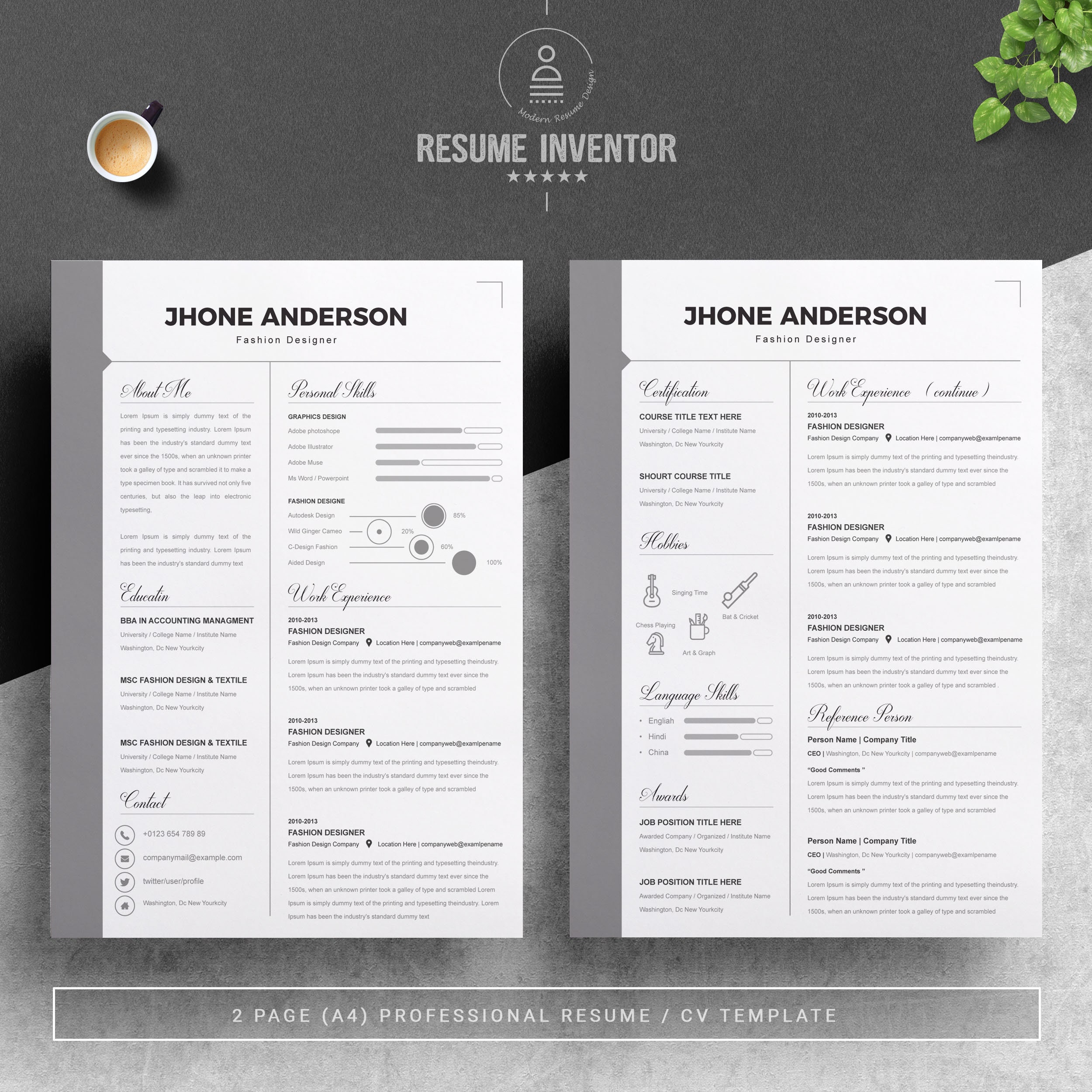 Infographic Word Resume Template Apple Pages CV - Etsy