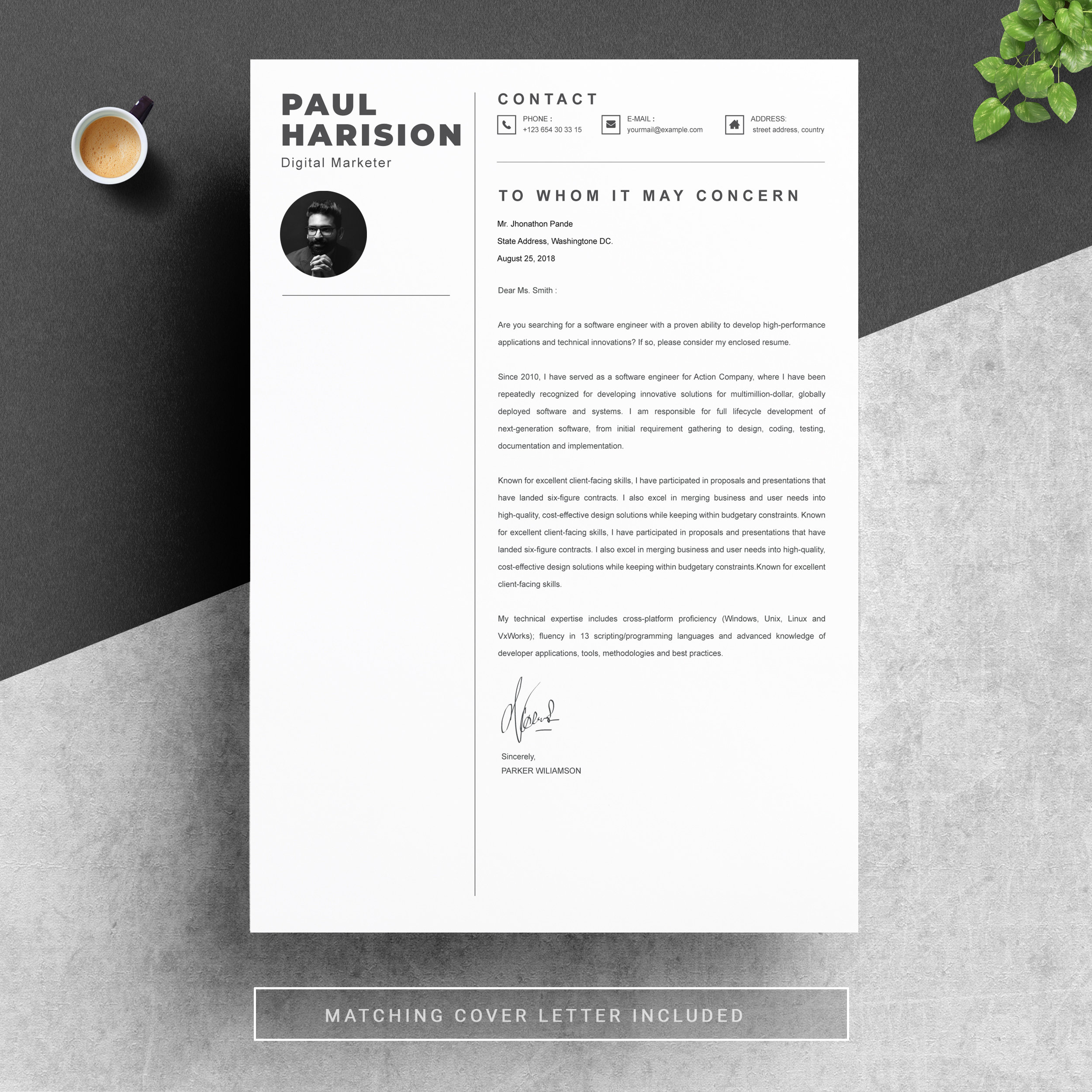 Clean Word Resume Template New CV With Cover Letter - Etsy