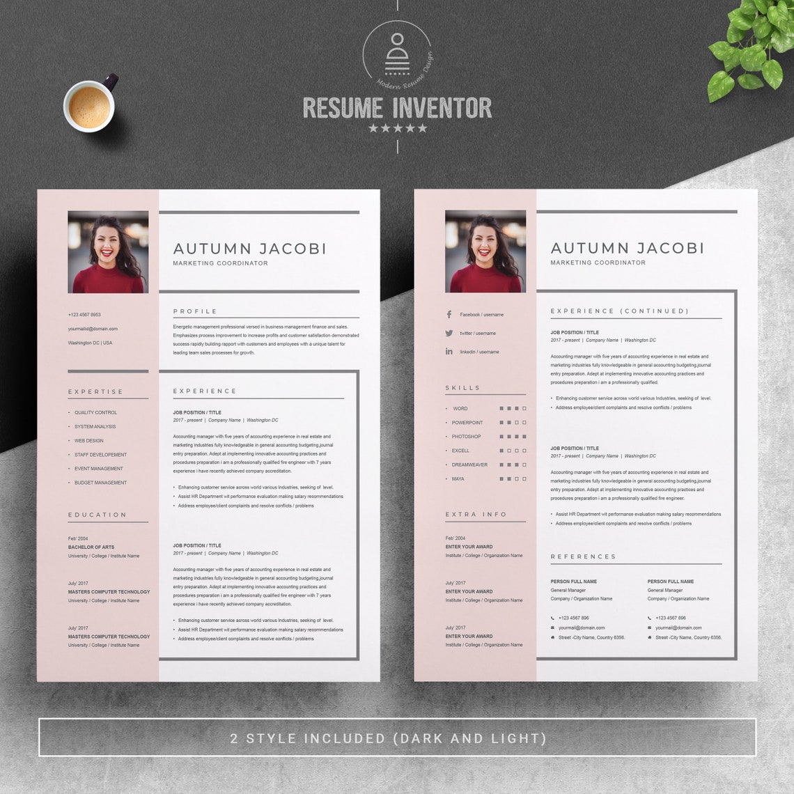 Resume Template 3 Page CV Template Cover Letter / Instant Download MS ...