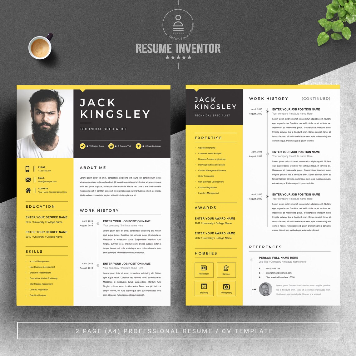 CV, Resume Template Word, 2 Page Resume Template, Modern Resume ...