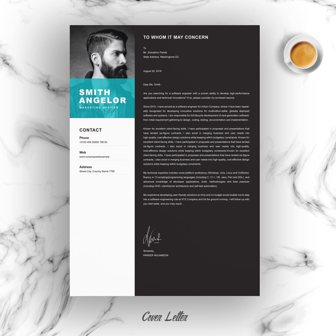 Black Resume Resume Template for Word CV Resume Cover - Etsy