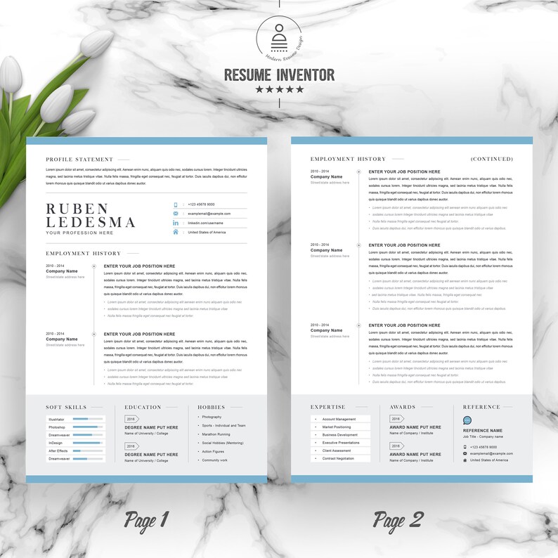 CV Template With MS Word Cover Letter - Etsy