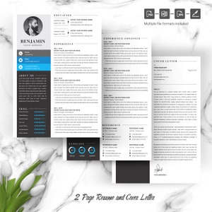 Resume Template for Word | Modern Minimal Design | Two Page Layout With ...