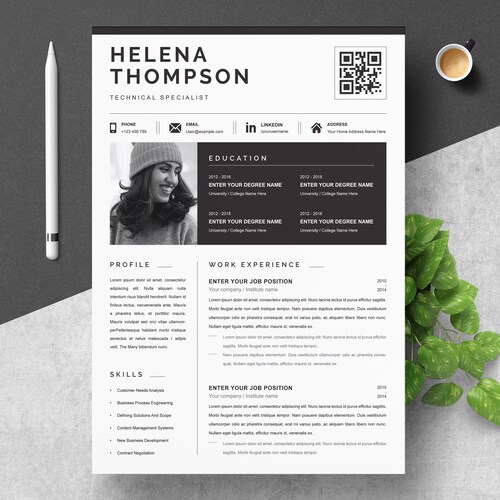 Resume Template With Photo Professional Resume Template for - Etsy