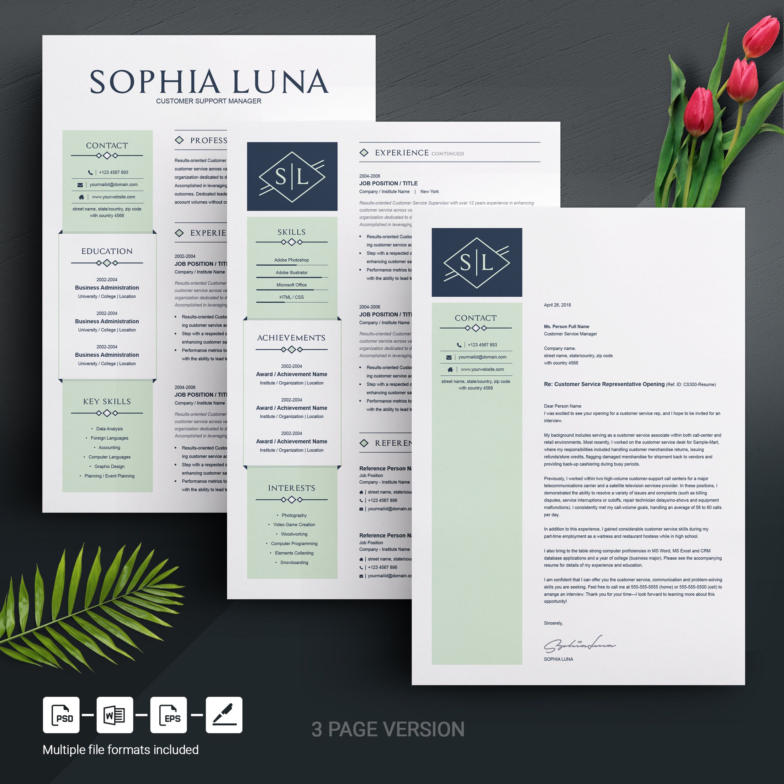 Professional Modern Resume Design Template for Word & Pages - Etsy