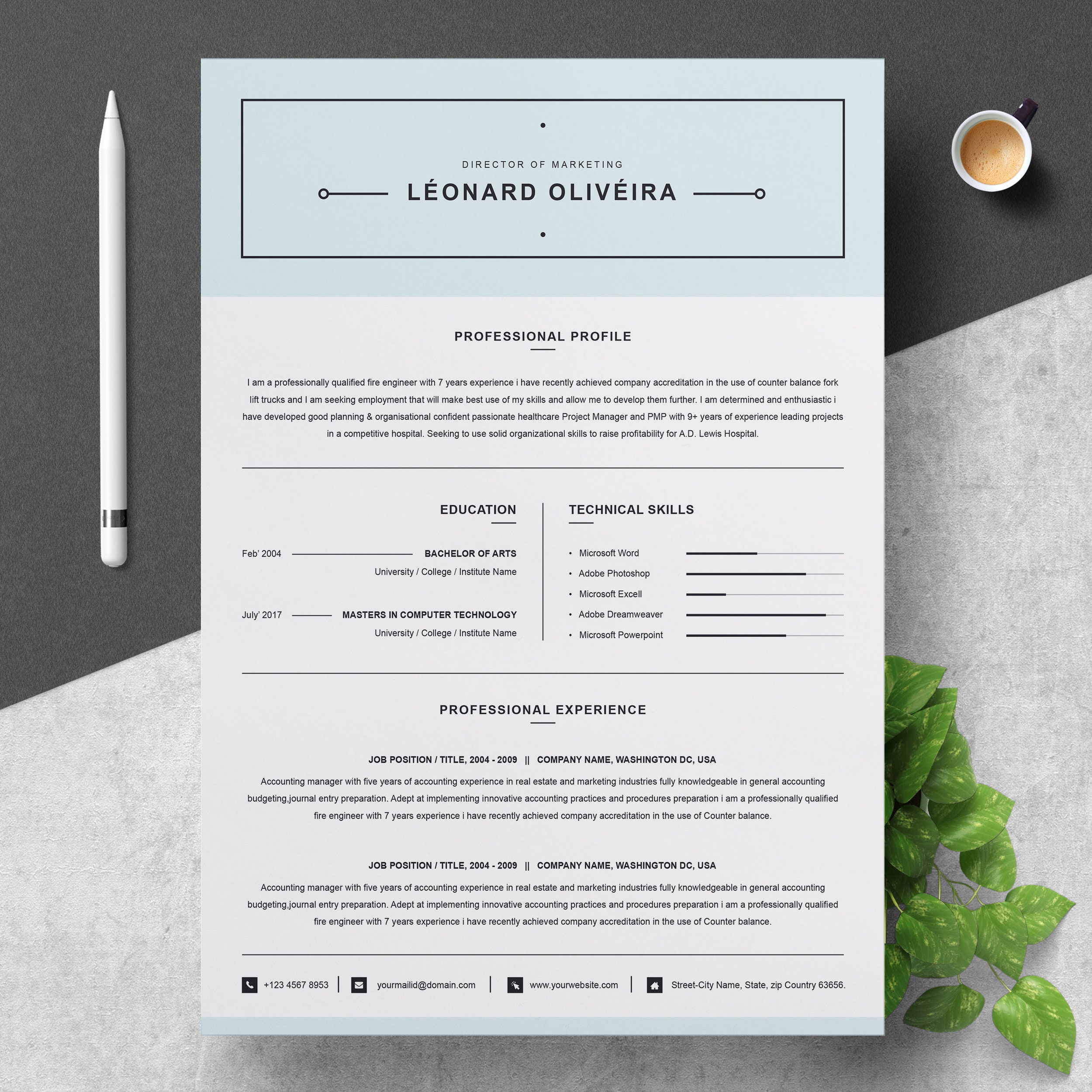 Simple Clean Resume Template Word Best Minimalist & Clean CV - Etsy