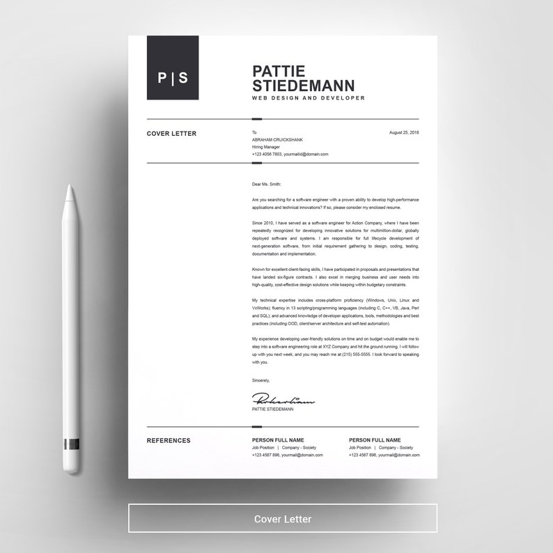 2 Pages Clean Resume Template Simple & Basic Professional Resume ...