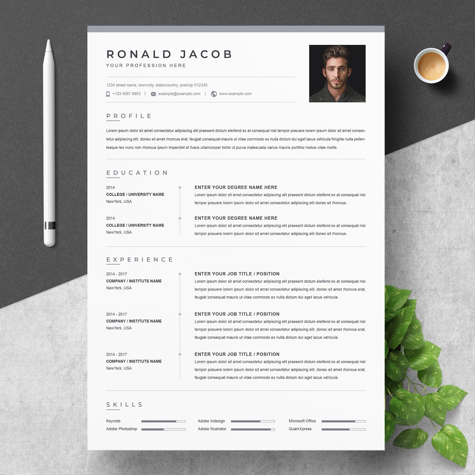 Modern Resume Template Cover Letter Word Maca4 CV - Etsy