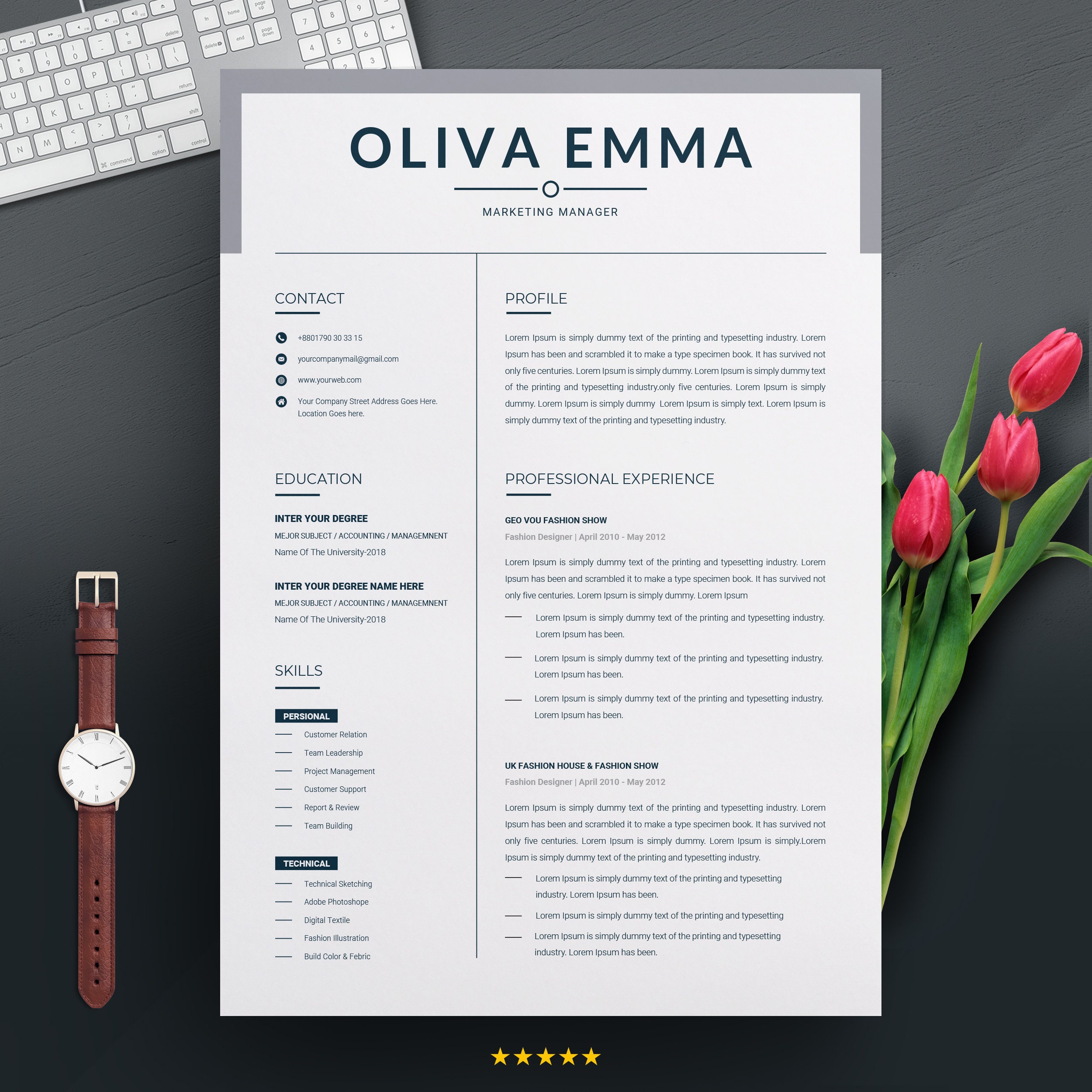 Professional Resume Template / 3 Page CV Template Design - Etsy