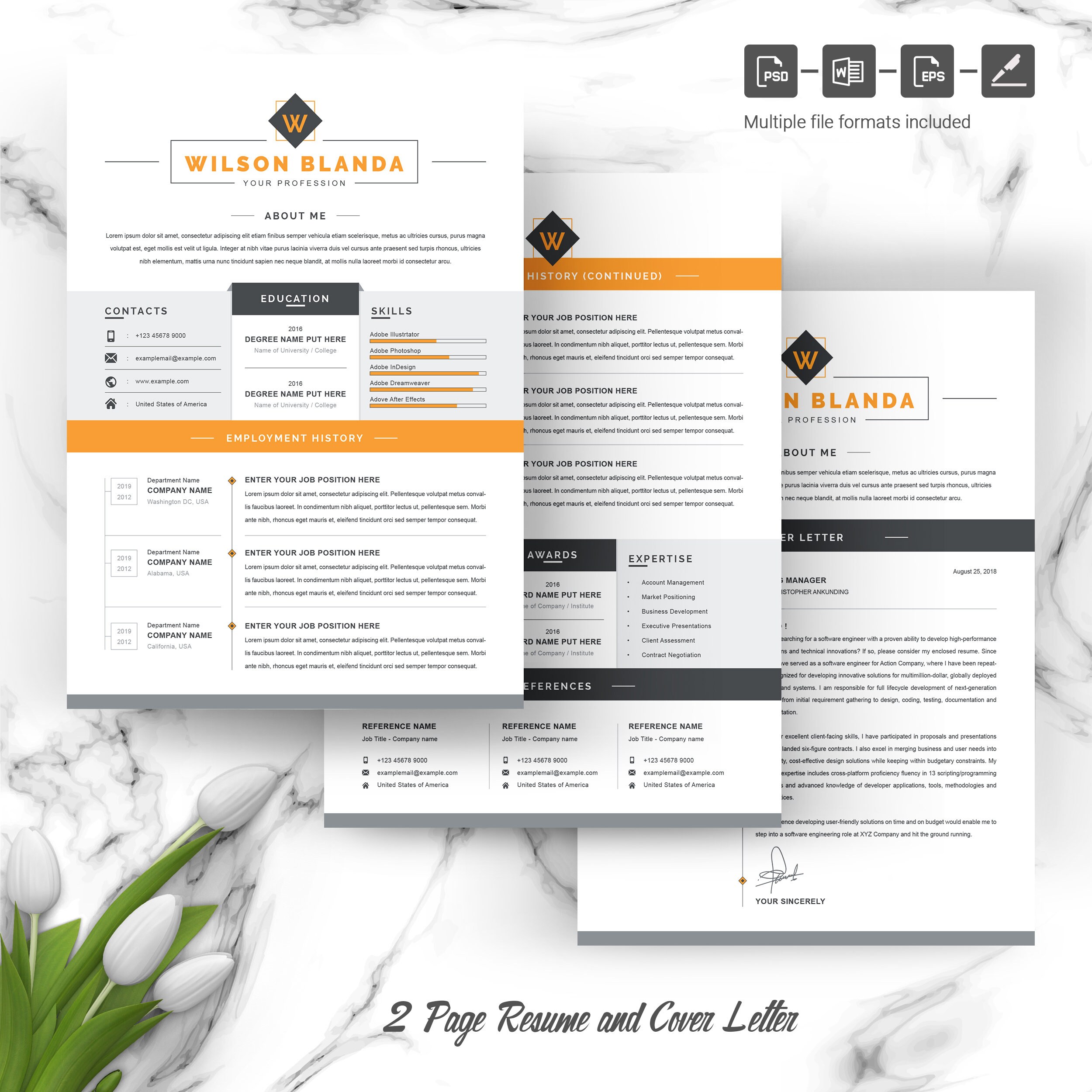 Clean CV / Resume Template With MS Word Cover Letter - Etsy