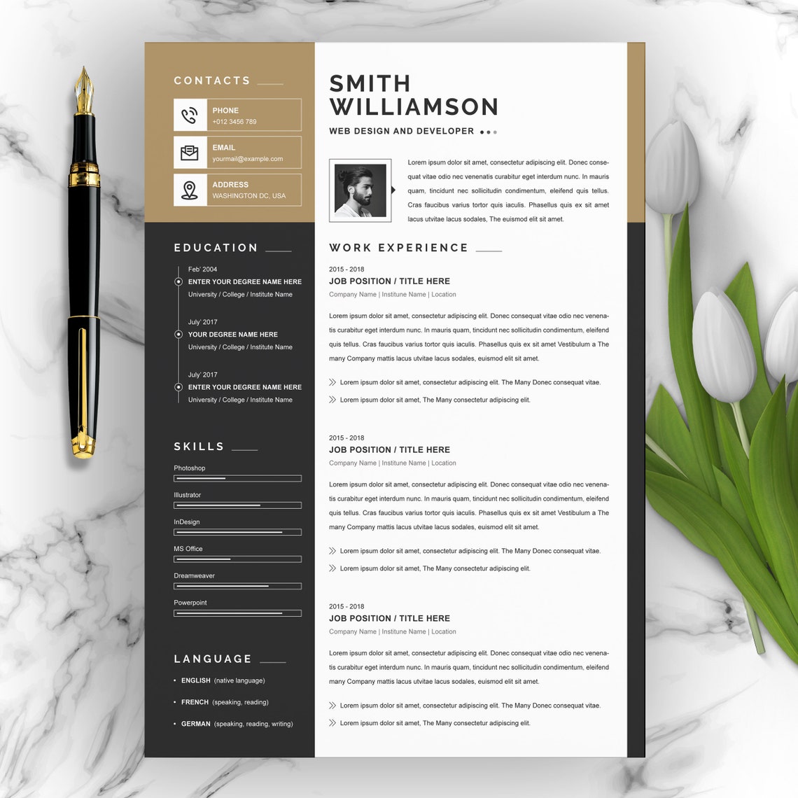 Modern Resume Template, Cover Letter, Word, Mac,a4, CV Template ...
