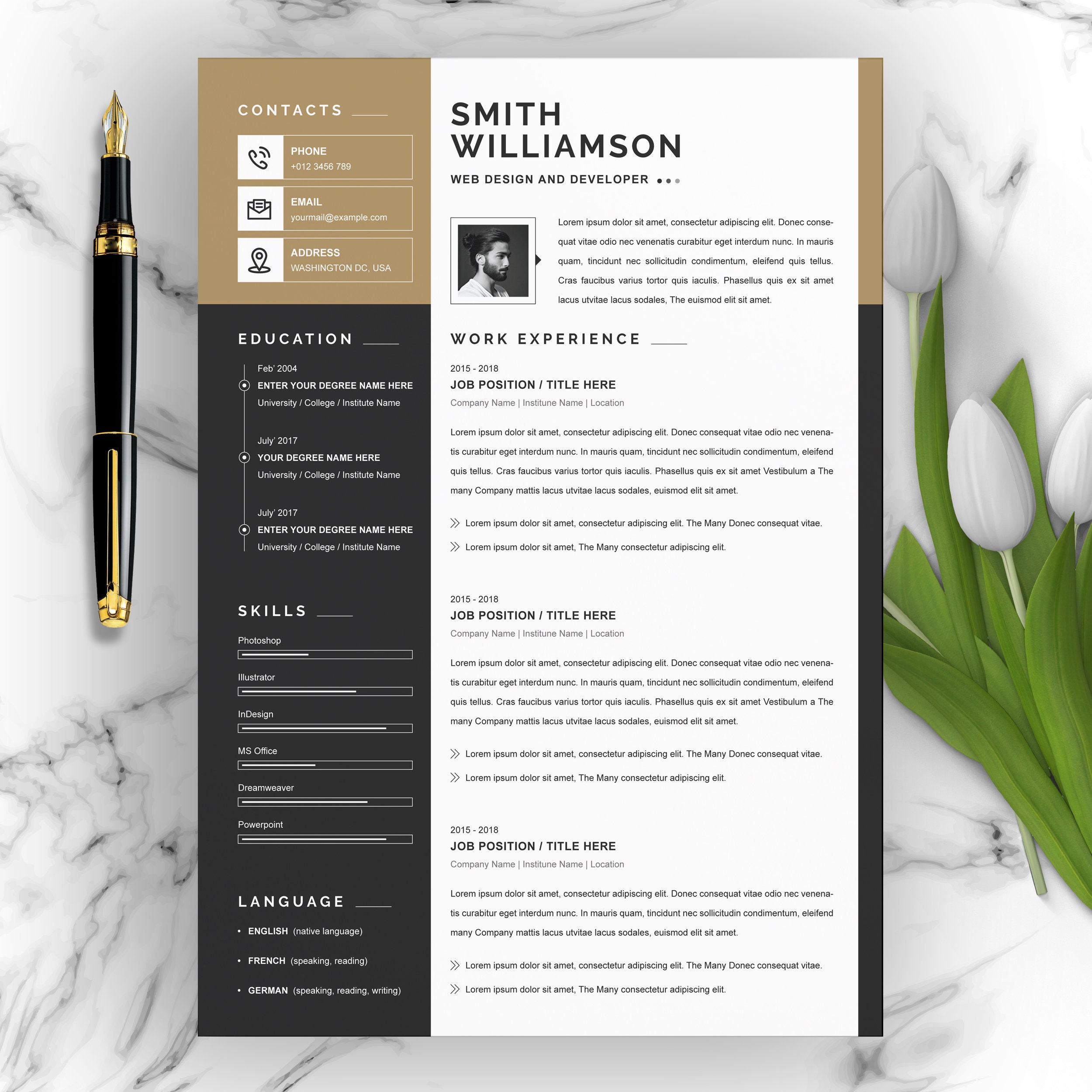 Modern Resume Template, Cover Letter, Word, Mac,a4, CV Template ...