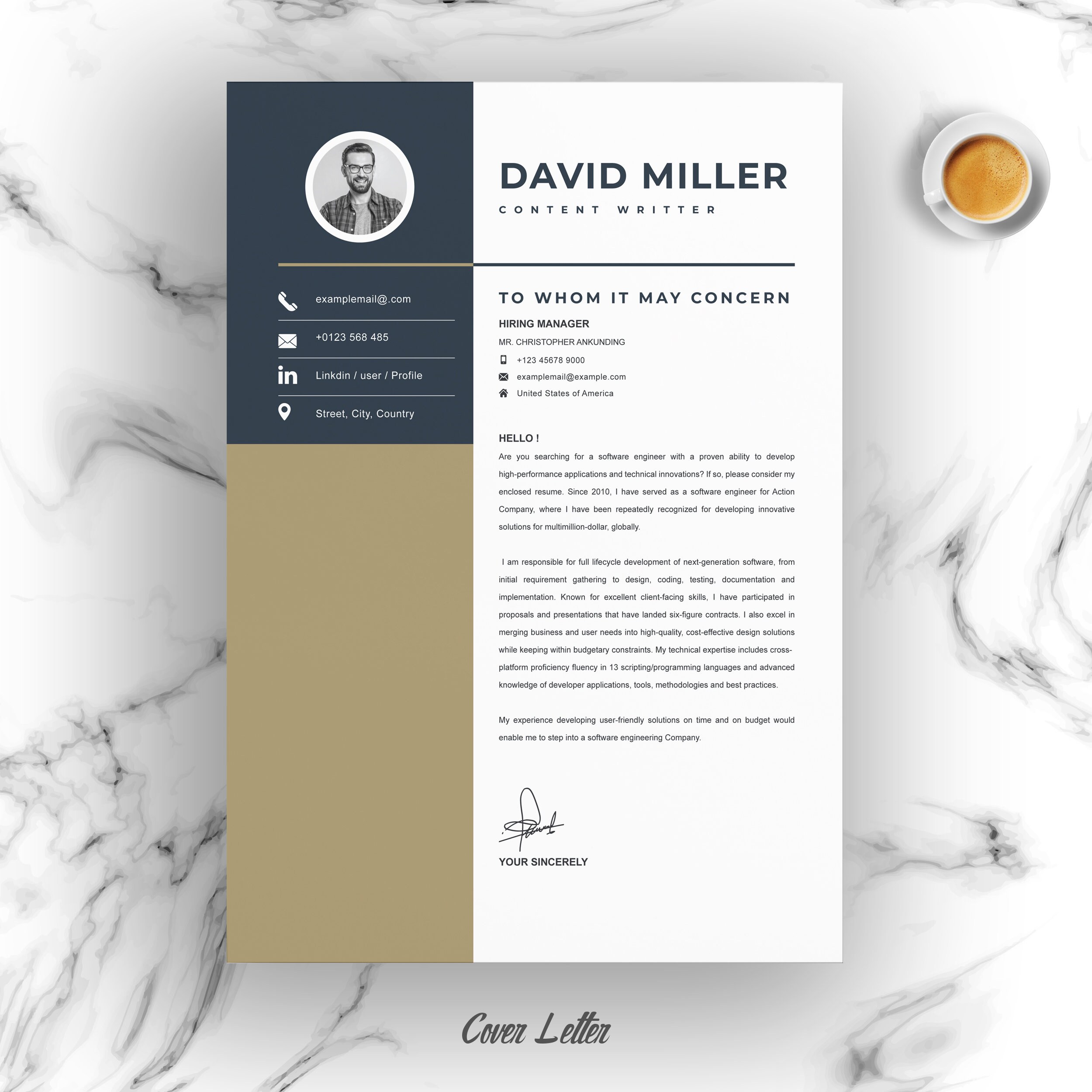 Content Writer Resume Professional Clean Resume Template - Etsy