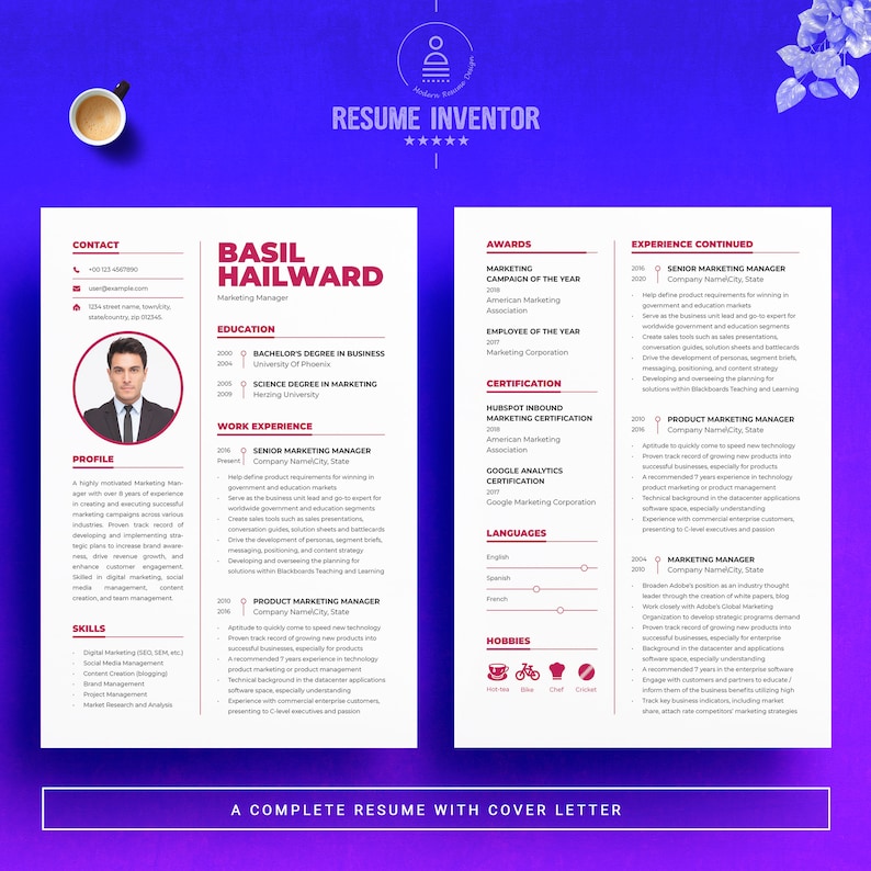 Custom Resume Design, Unique CV Template, Personalized Resume, Job ...