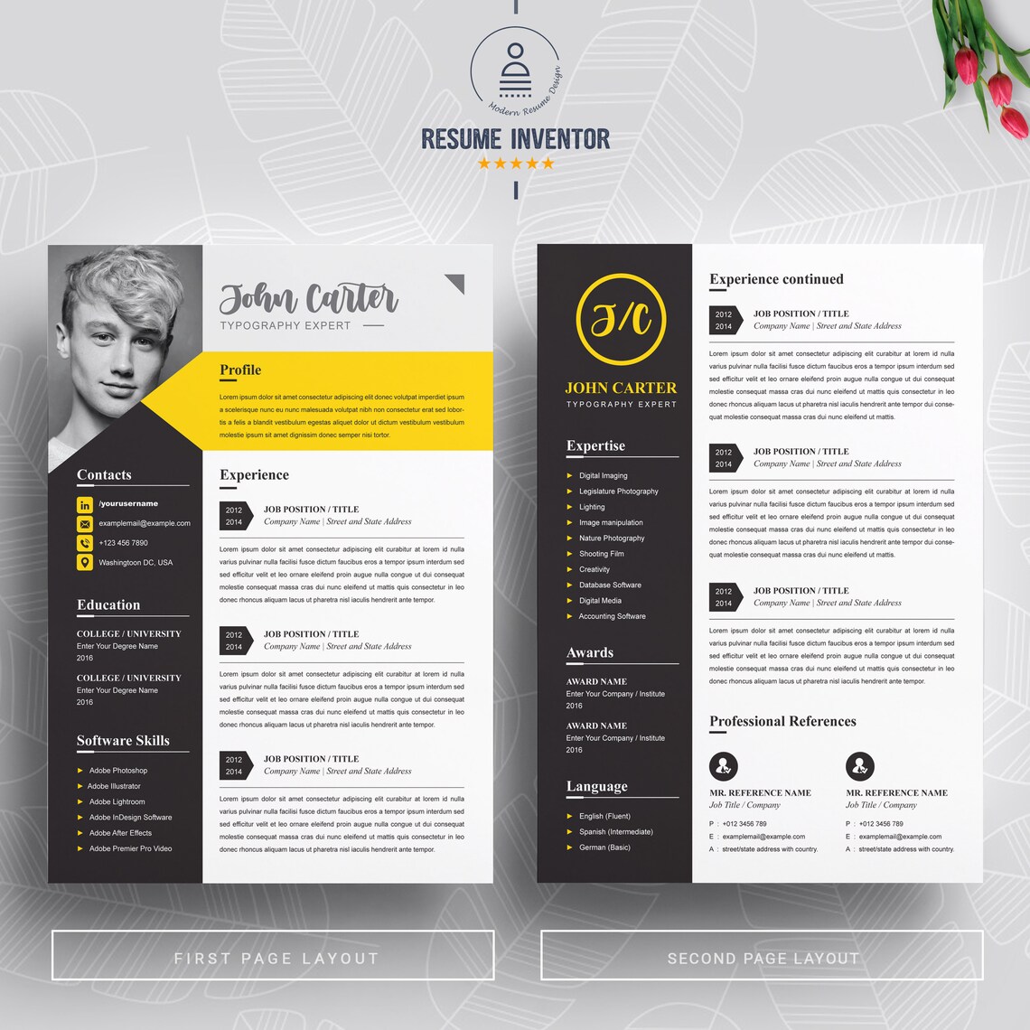 CV for Typography Expert Resume Template With Photo - Etsy