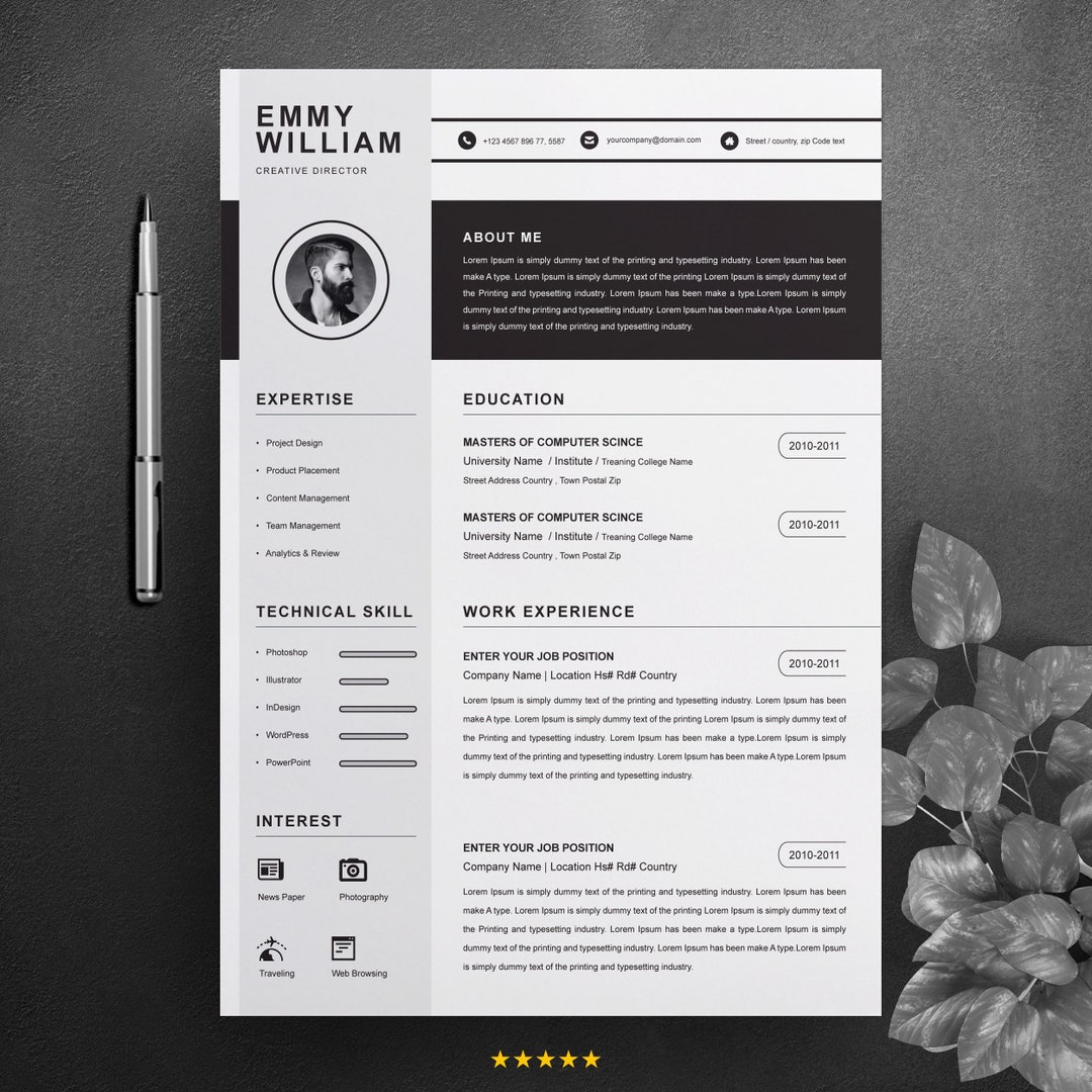 Resume / CV Template - Etsy