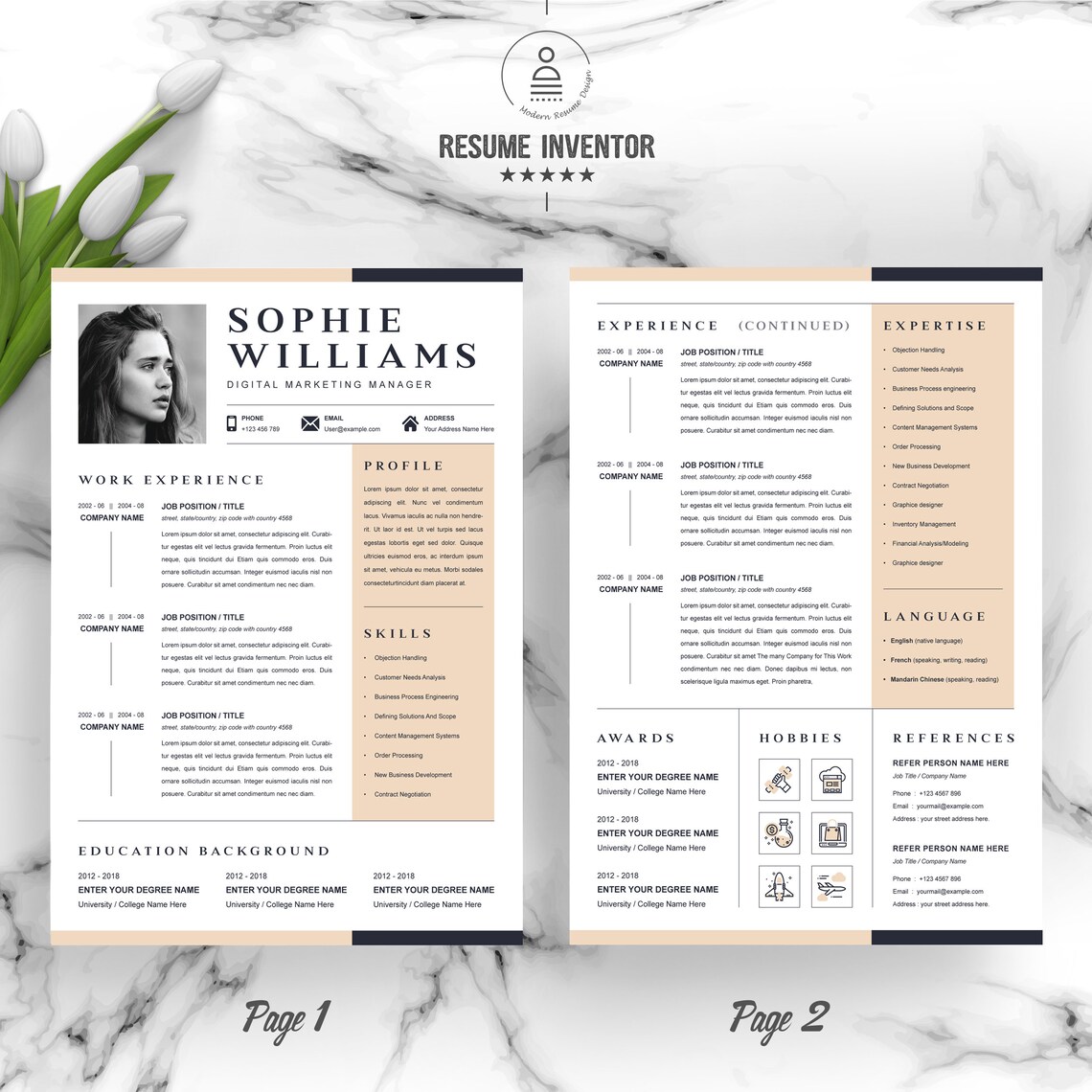 Clean and Modern Resume Template Word CV Template Cover Letter ...