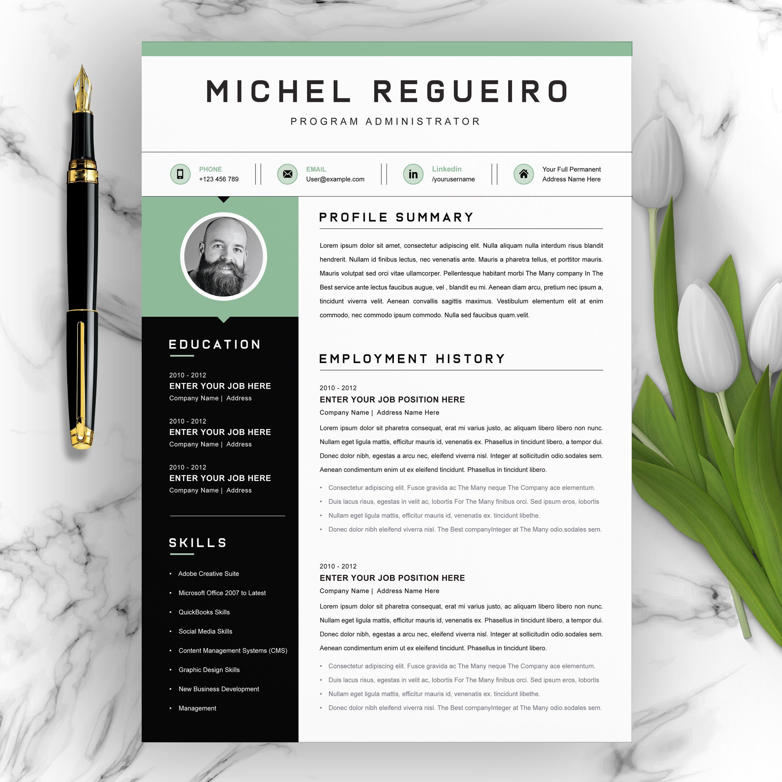 Clean Resume / CV Template With MS Word Cover Letter - Etsy