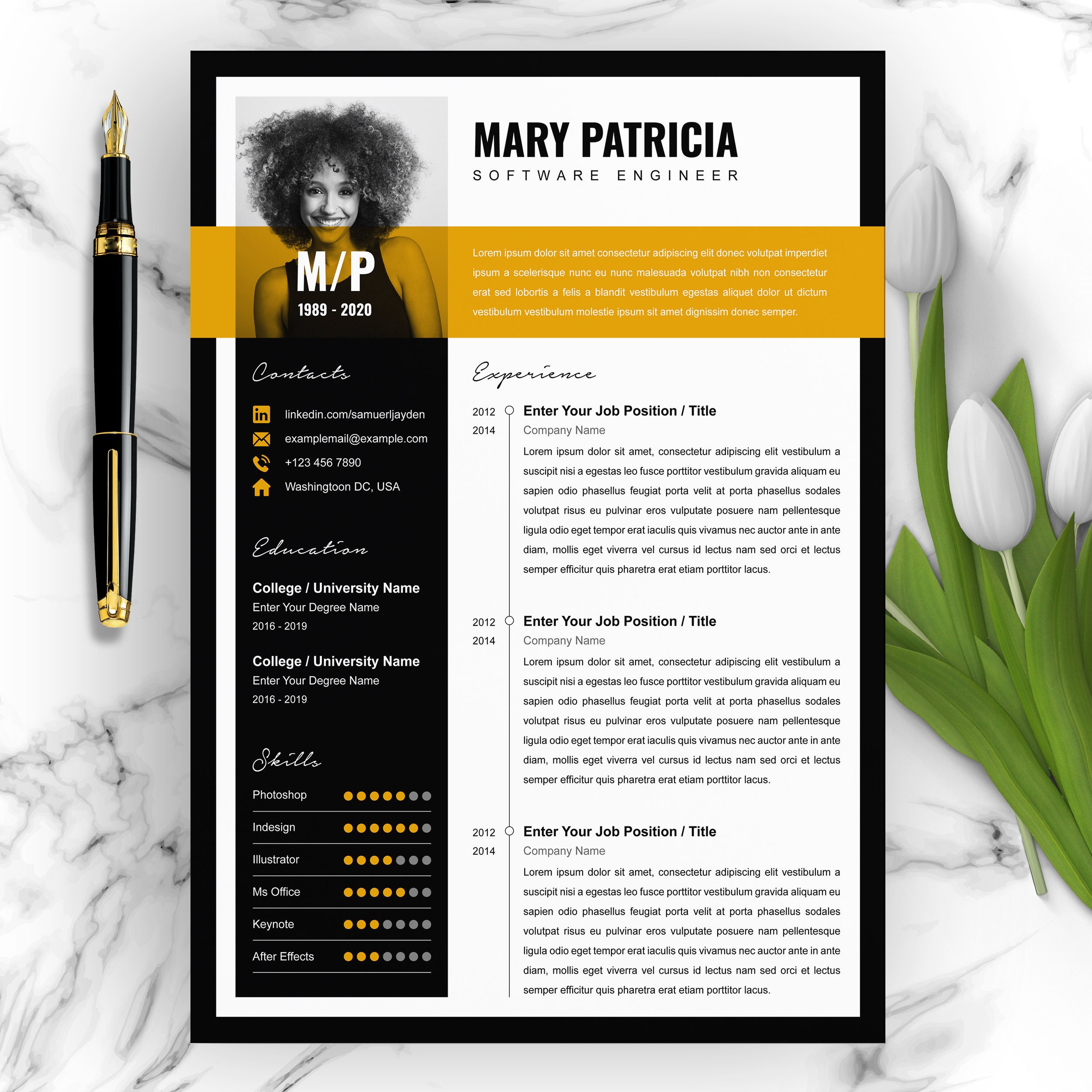 Software Engineer Bold Resume Template Format word, Apple Pages ...