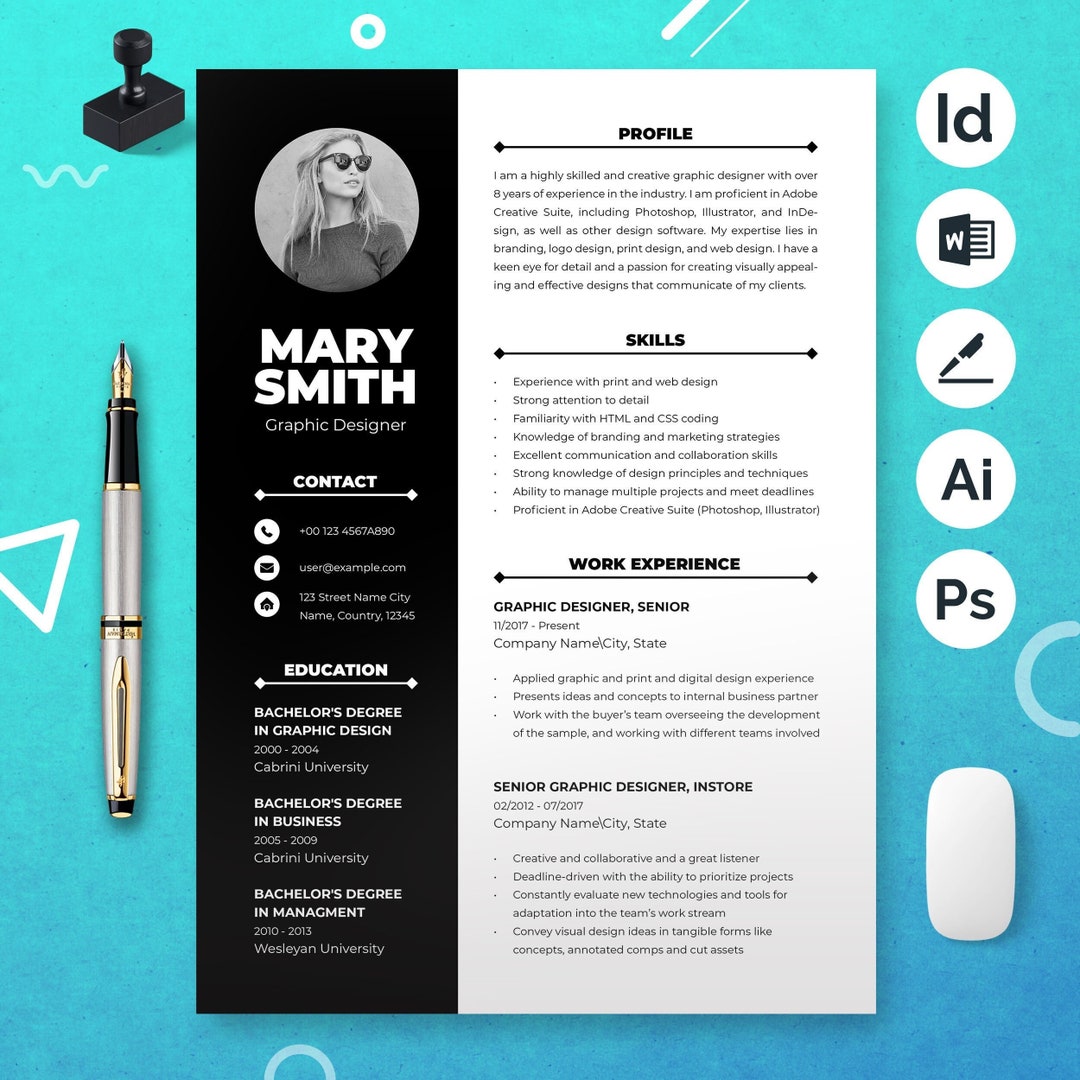Modern Resume/cv Template, Creative CV Design, Professional Resume ...