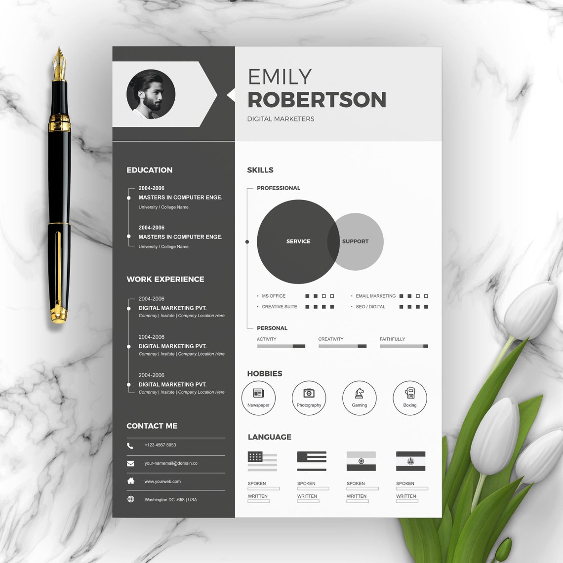 One Page Infographic Resume Template With Cover Letter - Etsy