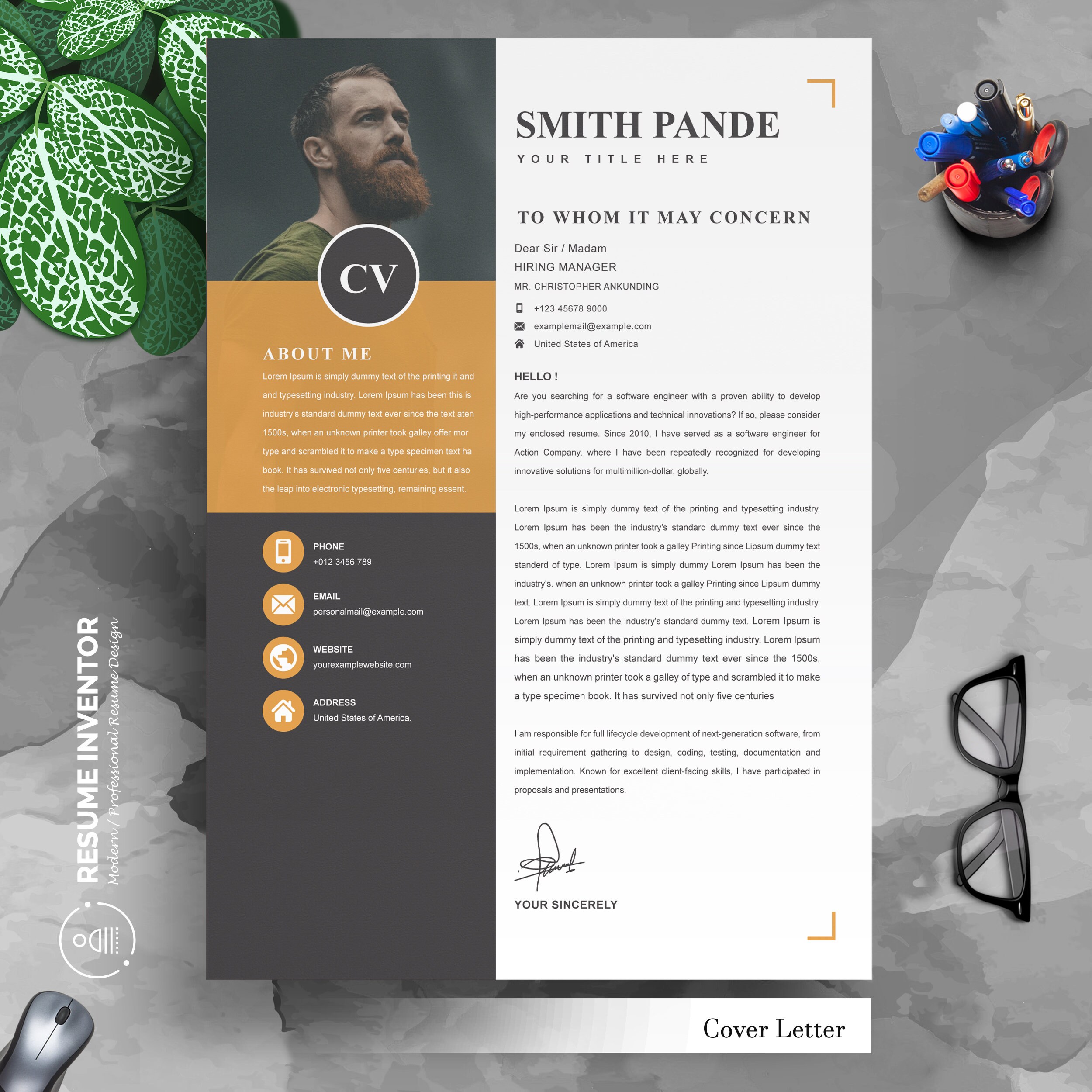 3 Page Resume Template Cover Letter and References Template for MS Word ...