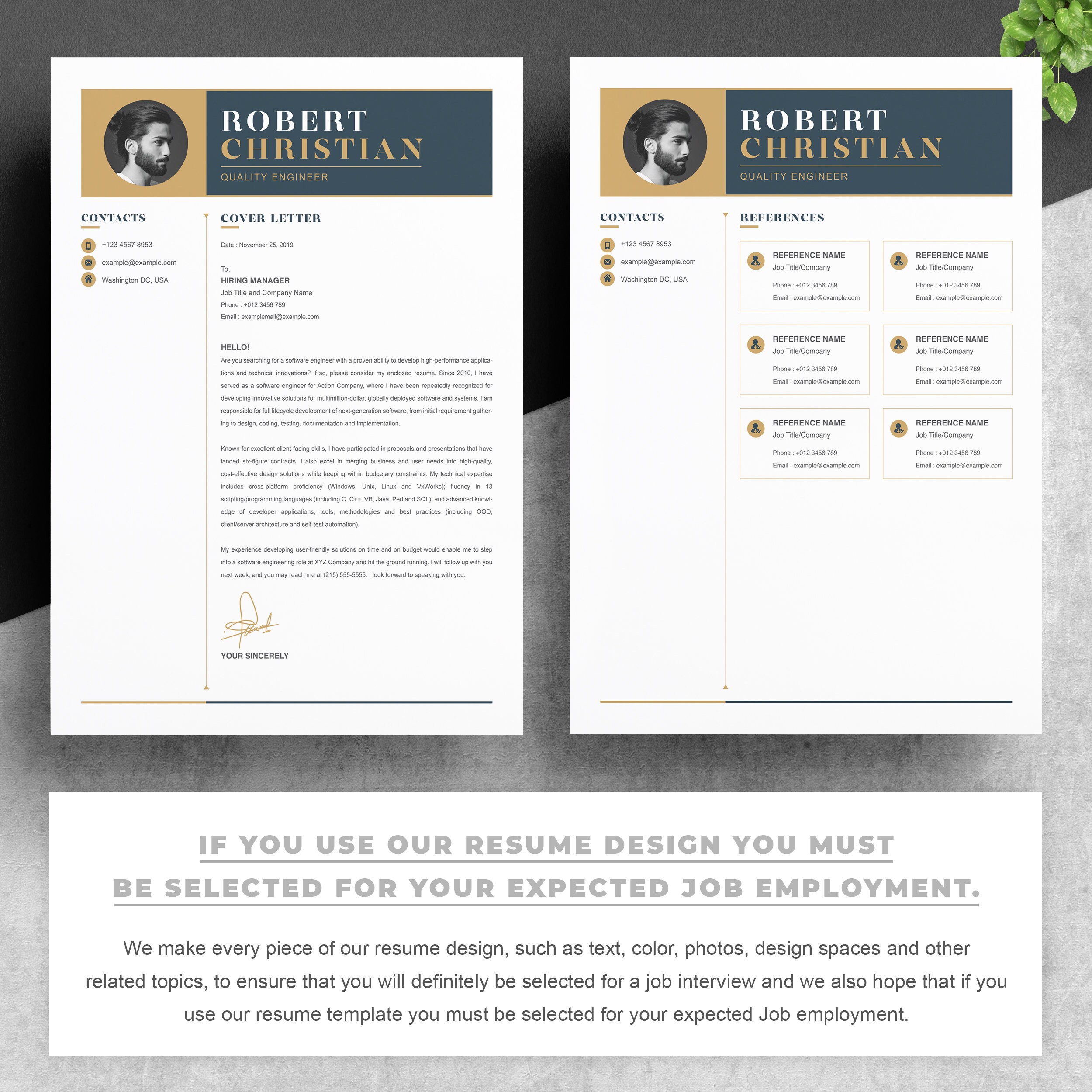 Resume Template for Microsoft Word and Pages With Cover Letter - Etsy