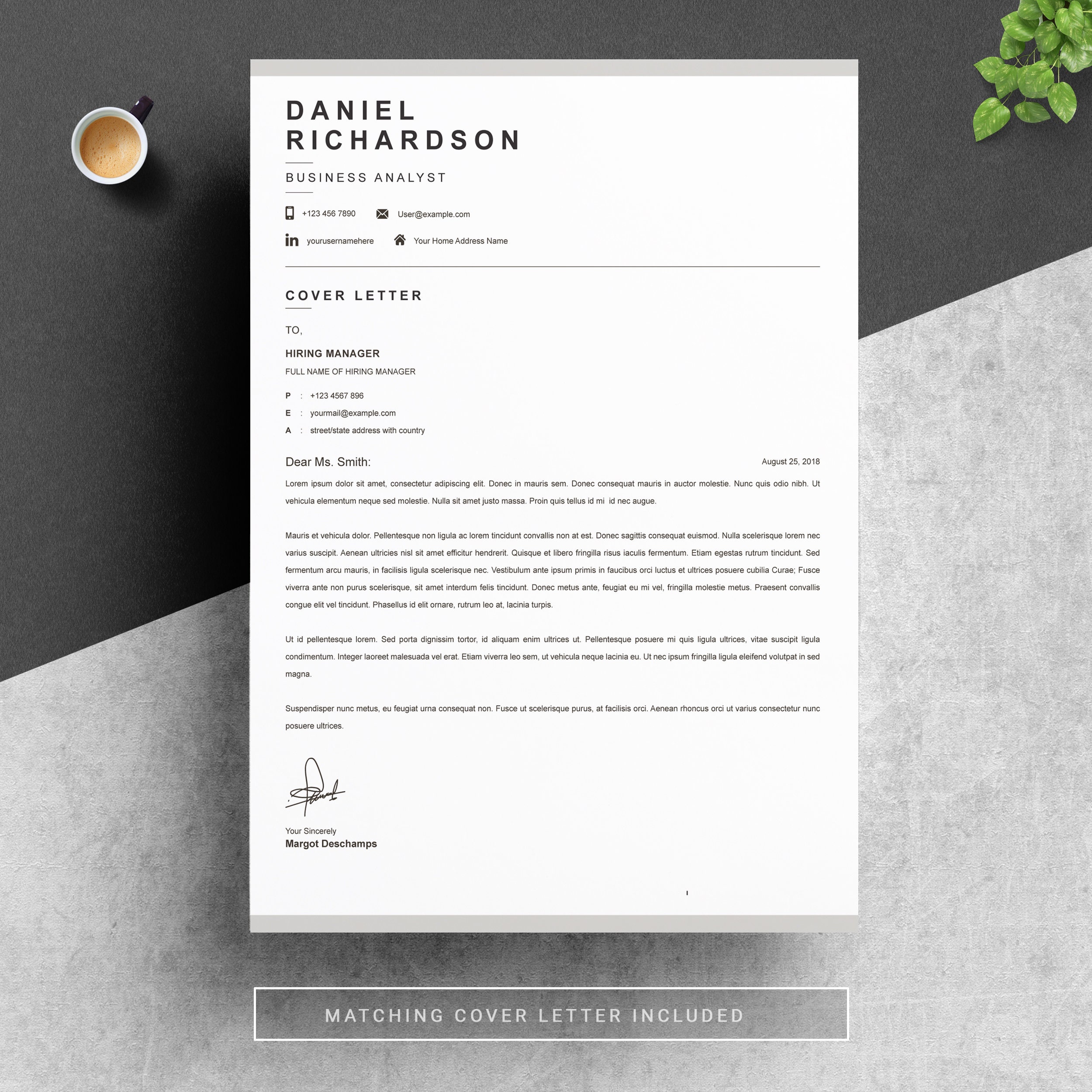 2 Page Professional Simple Graphic Designer Resume Template - Etsy